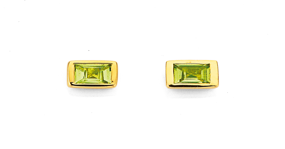 9ct 3mm Square Peridot Studs in Green | Prouds