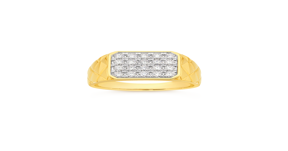 9ct Gold 1.00ct Lab Grown Dia Size W Pave Top Gents Ring in White | Prouds