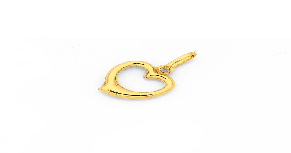 9ct Gold 12mm Open Heart Pendant | Prouds