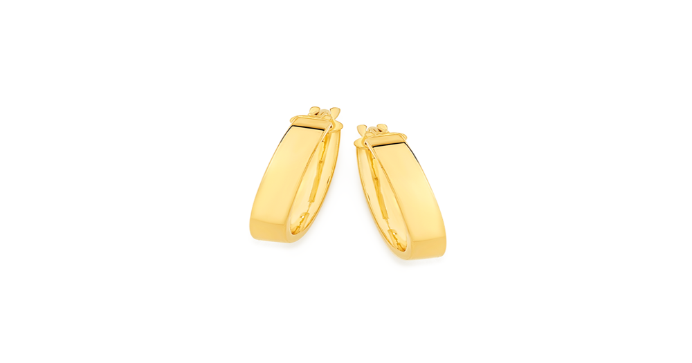 9ct Gold 15mm Square Tube Hoop Earrings | Prouds