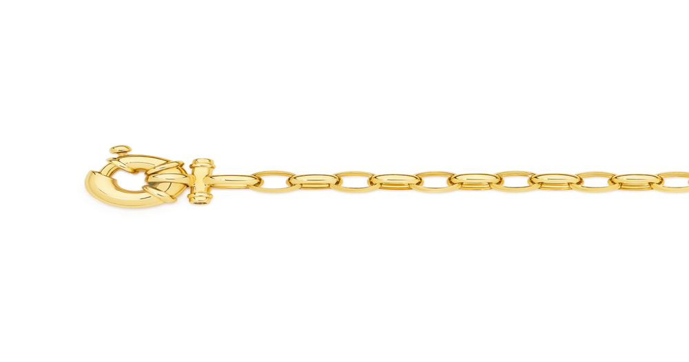 9ct Gold 19cm Solid Diamond Belcher Bolt Ring Bracelet | Prouds