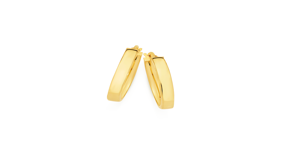 9ct Gold 20mm Square Tube Hoop Earrings | Prouds