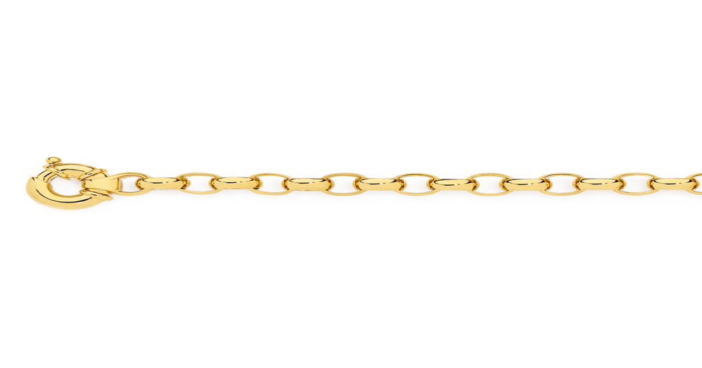 9ct Gold 21cm Solid Oval Belcher Bolt Ring Bracelet | Prouds