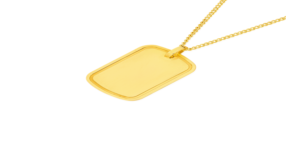 9ct Gold 25mm Reversible Dog Tag Pendant | Prouds