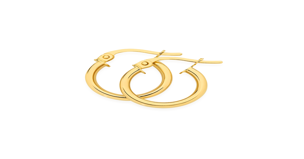 9ct Gold 3x10mm Square Tube Hoop Earrings | Prouds