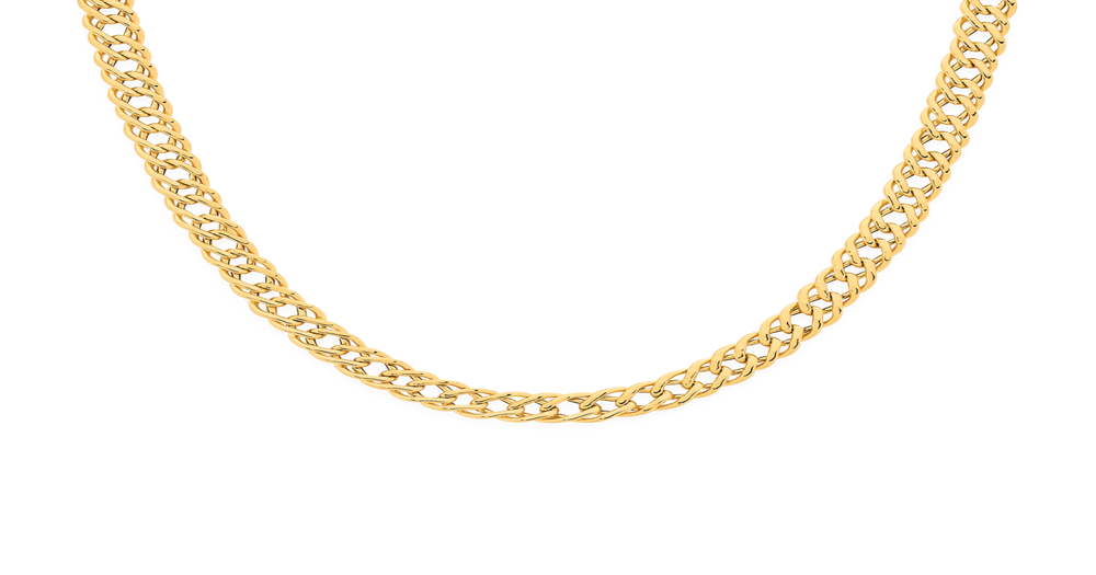 9ct Gold 45cm Hollow Diamond-cut Double Curb Chain | Prouds