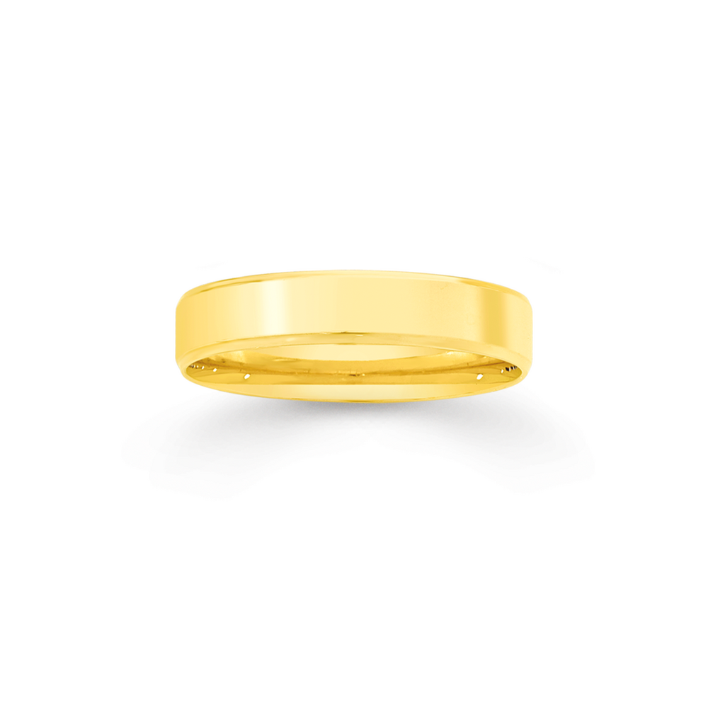 9ct Gold 4.5mm Flat Soft Edge Wedding Band - Size T | Prouds