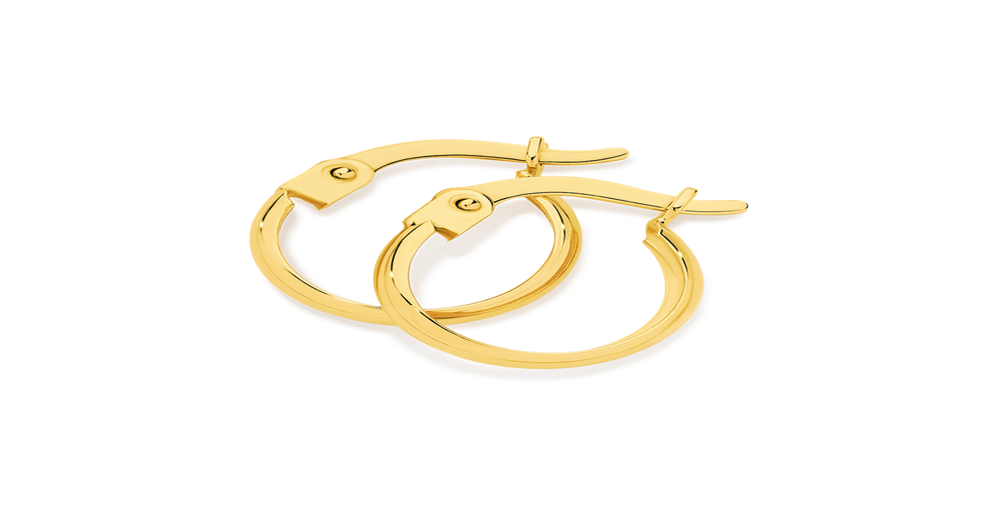 9ct Gold 9mm Half Round Hoop Earrings | Prouds