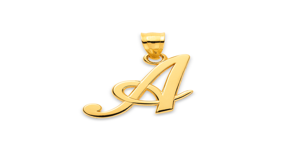 9ct Gold 'a' Initial Script Pendant | Prouds