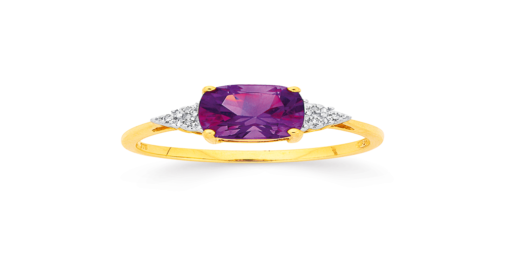 9ct Gold Amethyst & Diamond Dress Ring in Purple | Prouds