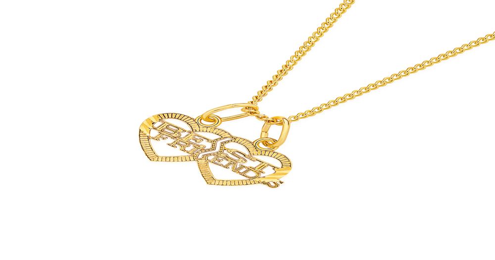 9ct Gold Best Friends In Open Heart Share Pendant | Prouds