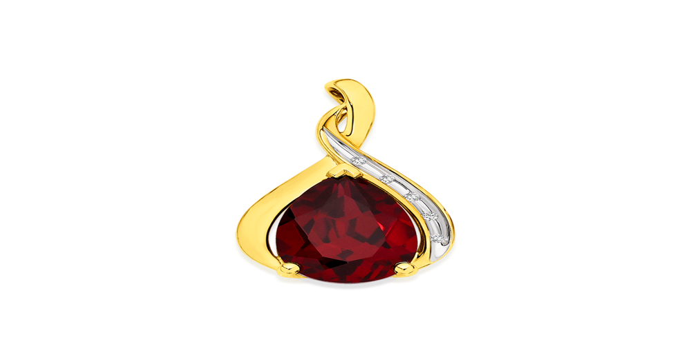 9ct Gold Created Ruby & Diamond Slider Pendant in Red | Prouds