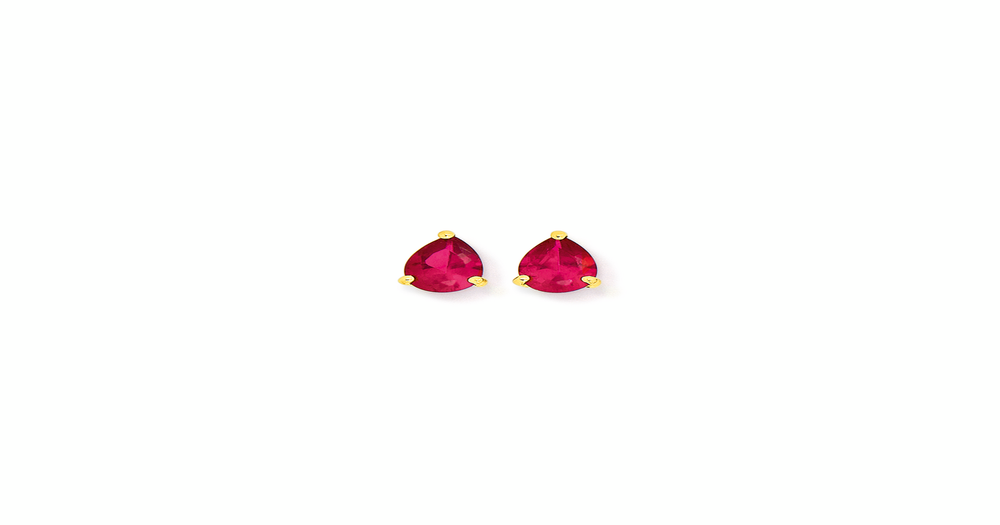 9ct Gold Created Ruby Pear Stud Earrings in Red | Prouds