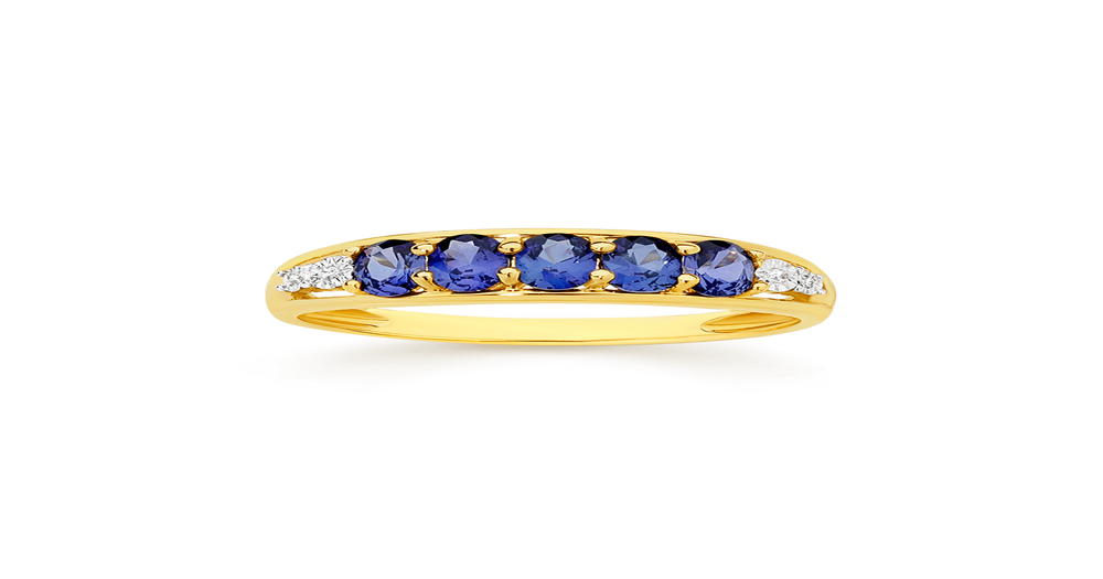 9ct Gold Created Sapphire & Diamond Ring in Blue | Prouds