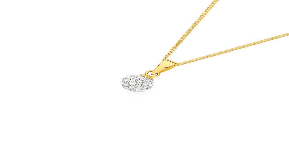 9ct Gold Crystal 5mm Ball Basic Pendant in Clear | Prouds