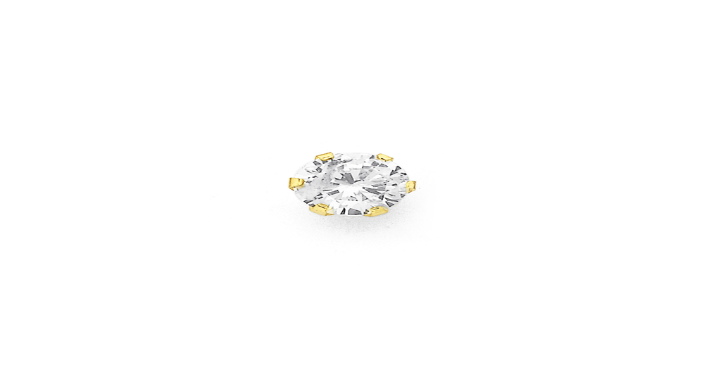 9ct Gold, Cubic Zirconia Single Stud Earring in Clear | Prouds