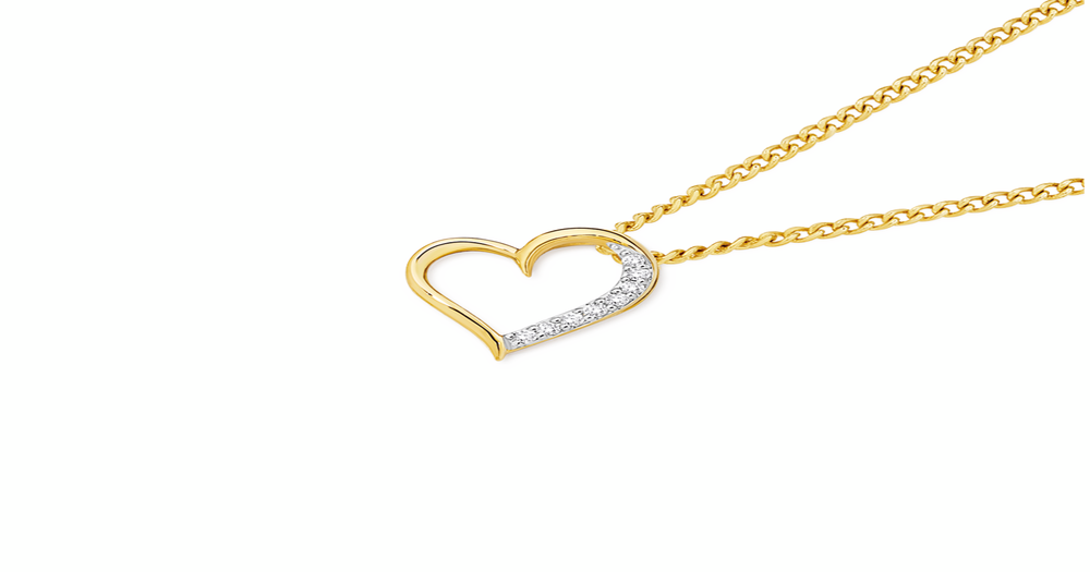 9ct Gold Diamond Angled Heart Pendant | Prouds