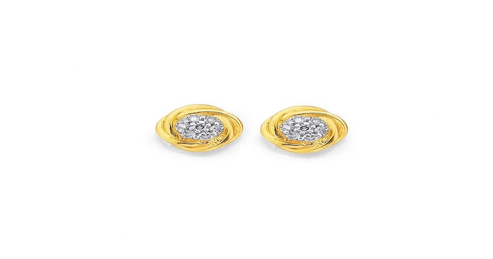 9ct Gold Diamond Cluster Knot Stud Earrings | Prouds