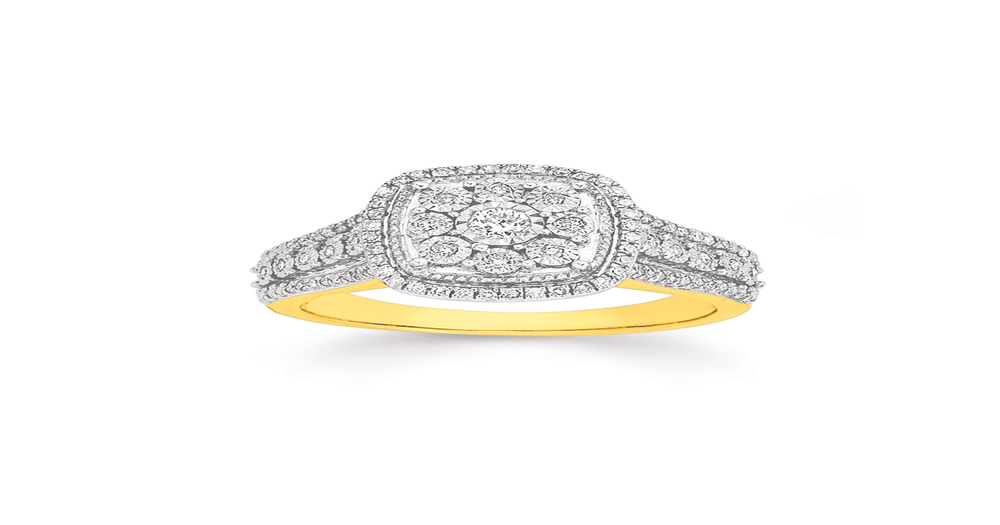 9ct Gold Diamond Cushion Ring | Prouds