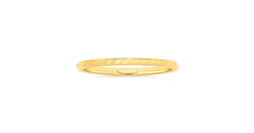 9ct Gold Diamond-cut Square Tube Ring | Prouds