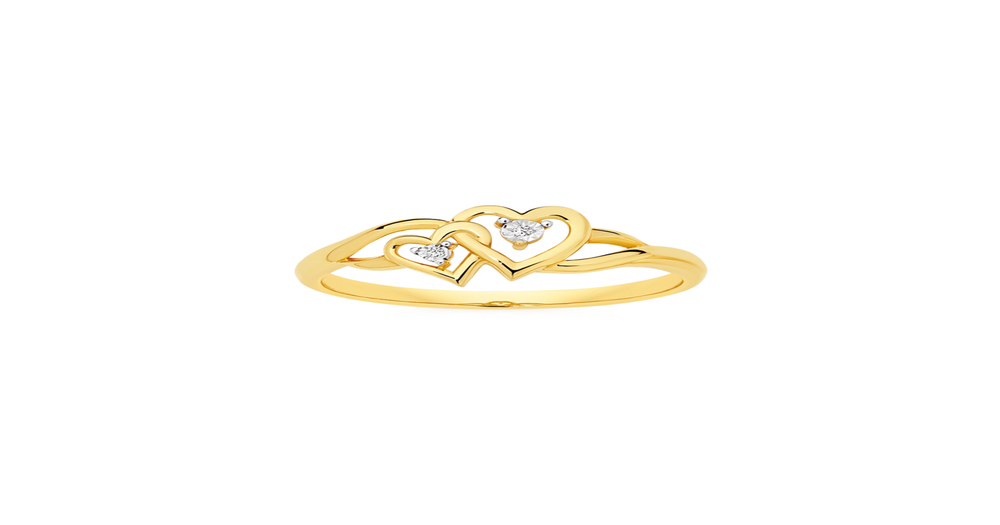 9ct Gold Diamond Double Heart Ring | Prouds