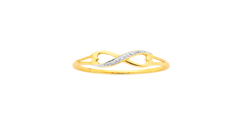 9ct Gold Diamond Heart Infinity Ring | Prouds