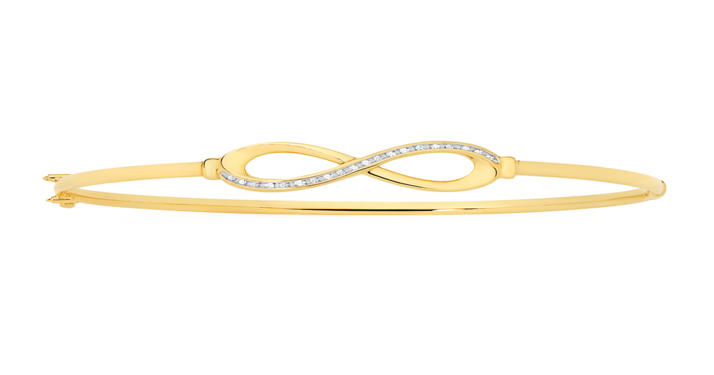9ct Gold Diamond Infinity Bangle | Prouds