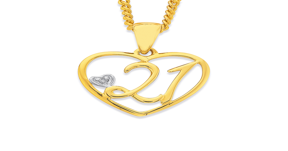 9ct Gold Diamond Initial 21 Heart Pendant | Prouds