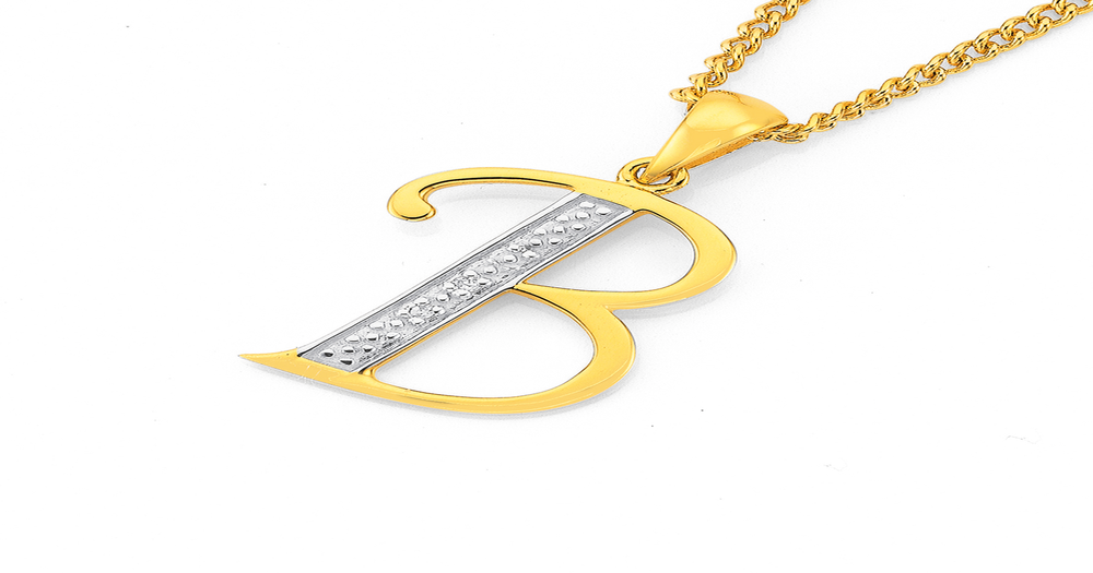 9ct Gold Diamond Initial B Pendant | Prouds