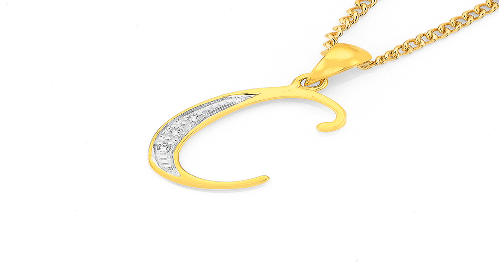9ct Gold Diamond Initial C Pendant | Prouds
