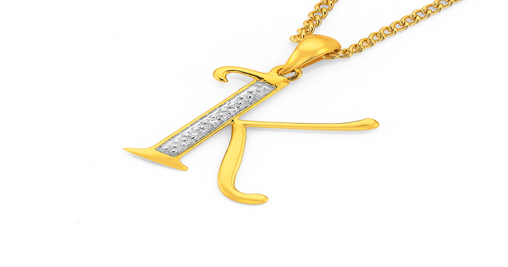 9ct Gold Diamond Initial K Pendant | Prouds