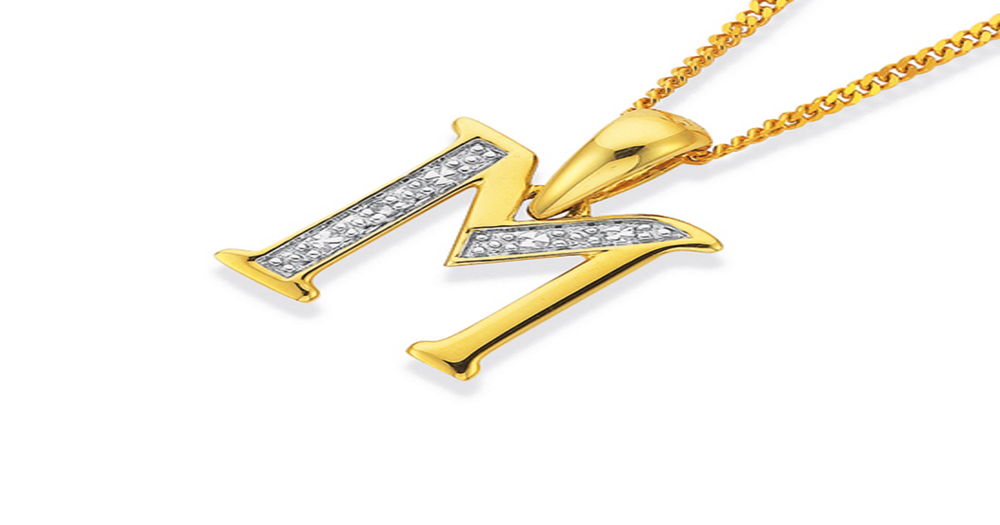 9ct Gold Diamond Initial M Pendant | Prouds