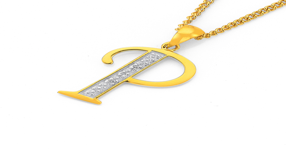9ct Gold Diamond Initial P Pendant | Prouds