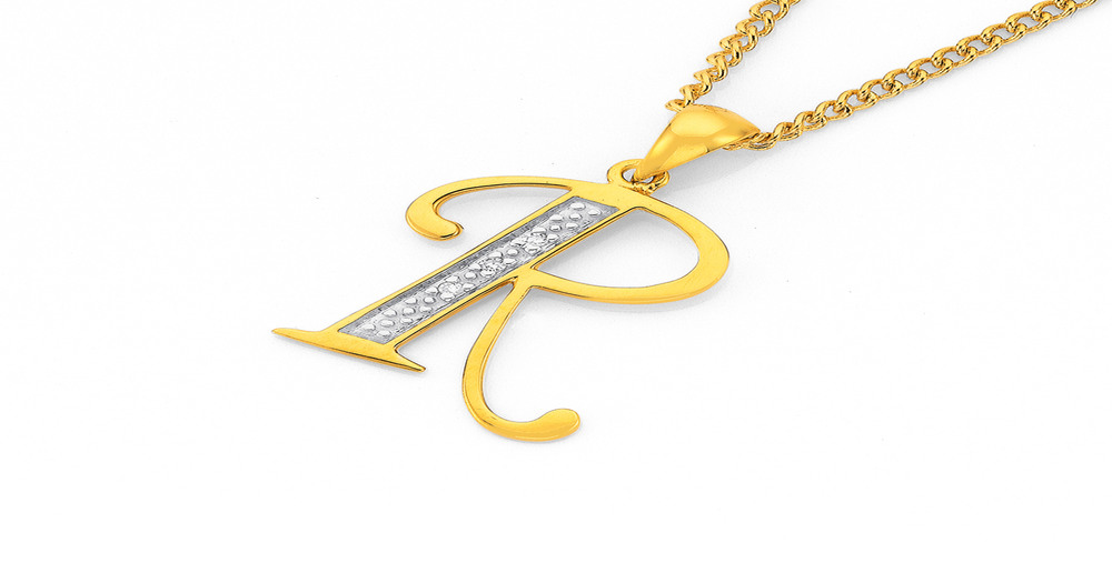 9ct Gold Diamond Initial R Pendant | Prouds