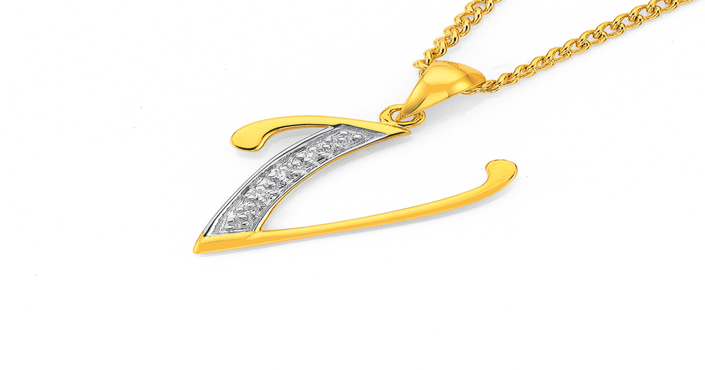 9ct Gold Diamond Initial V Pendant | Prouds