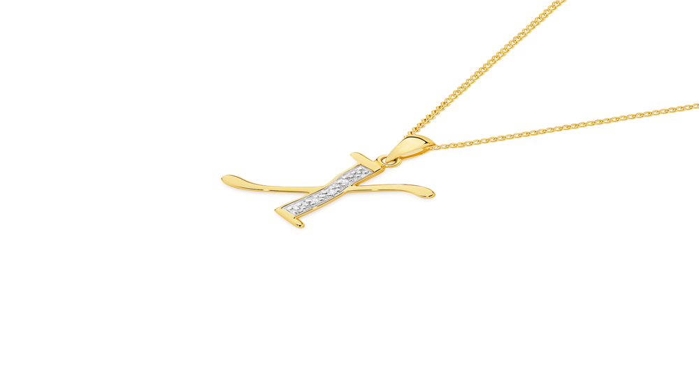 9ct Gold Diamond Initial X Pendant | Prouds