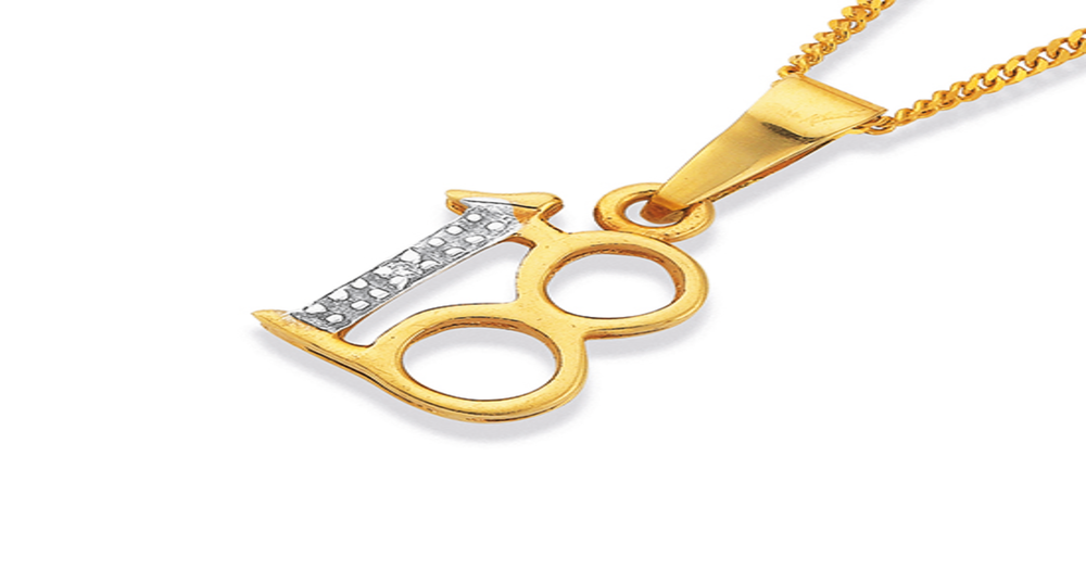 9ct Gold Diamond Number '18' Pendant | Prouds