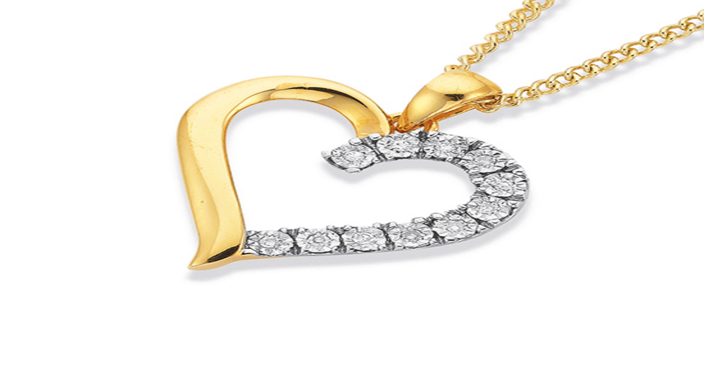 9ct Gold Diamond Open Heart Pendant | Prouds