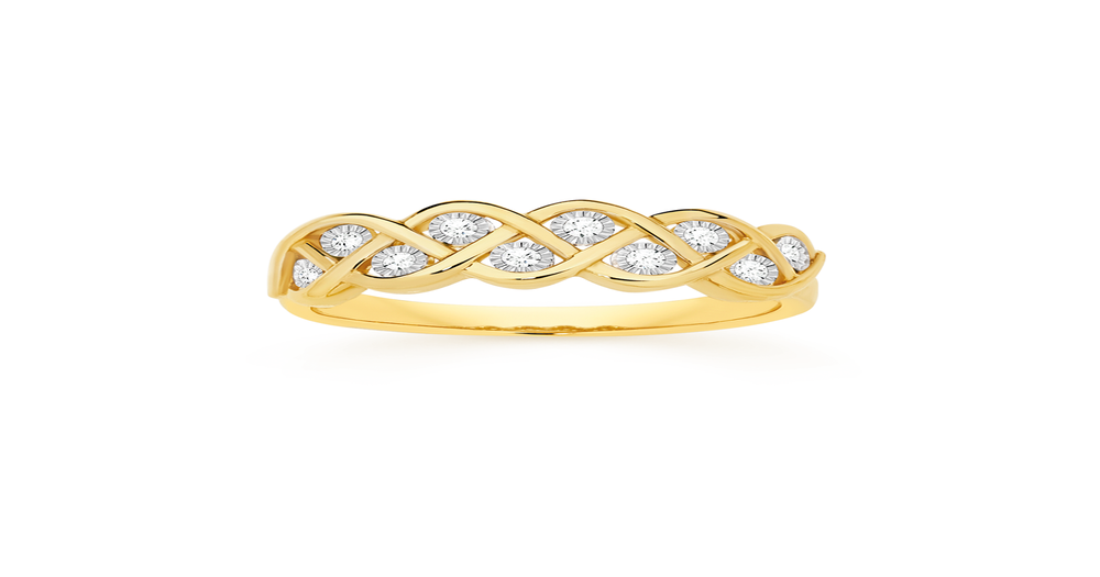 9ct Gold Diamond Plait Ring | Prouds