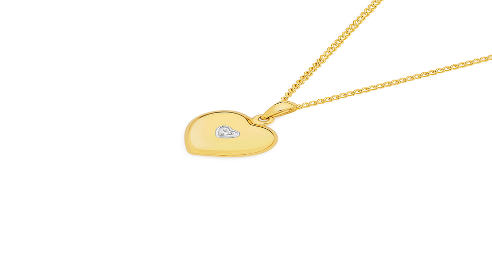 9ct Gold Diamond Puff Heart Pendant | Prouds