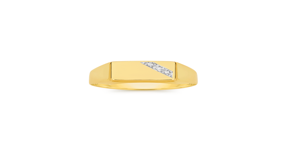 9ct Gold Diamond Set Gents Signet Ring | Prouds