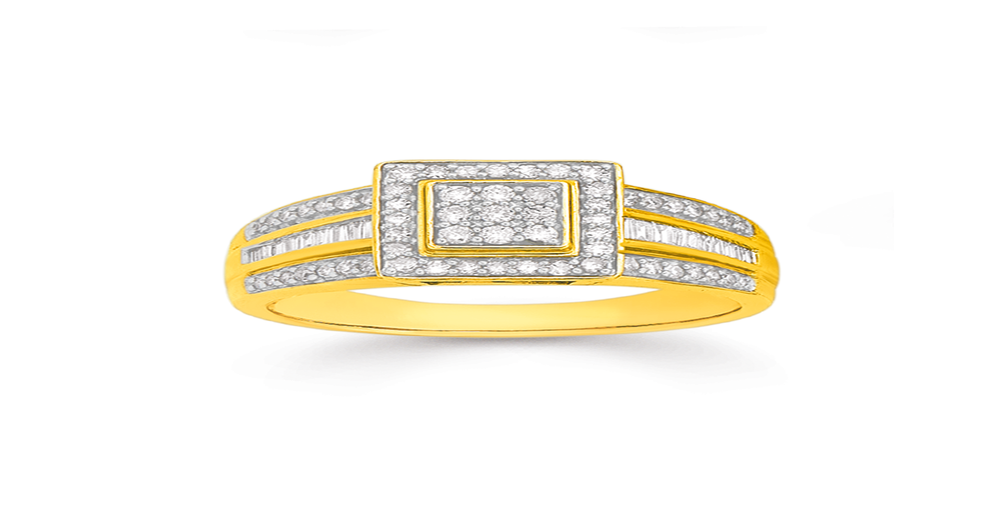 9ct Gold Diamond Square Cluster Ring | Prouds