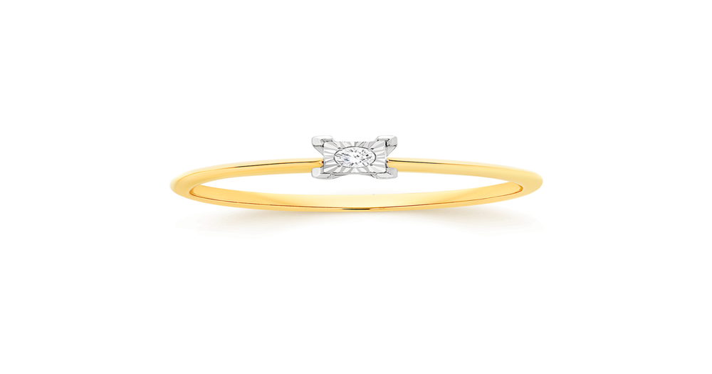 9ct Gold Diamond Square Solitaire Ring | Prouds