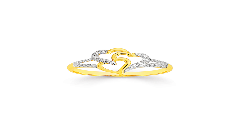 9ct Gold Diamond Triple Heart Ring | Prouds