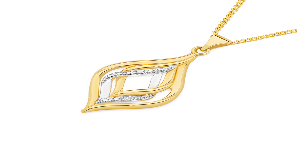 9ct Gold Diamond Triple Kite Shape Pendant | Prouds