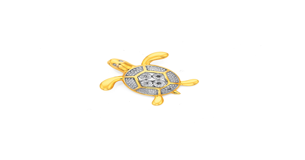 9ct Gold Diamond Turtle Pendant | Prouds