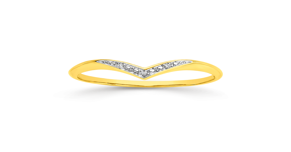 9ct Gold Diamond V Shape Ring | Prouds