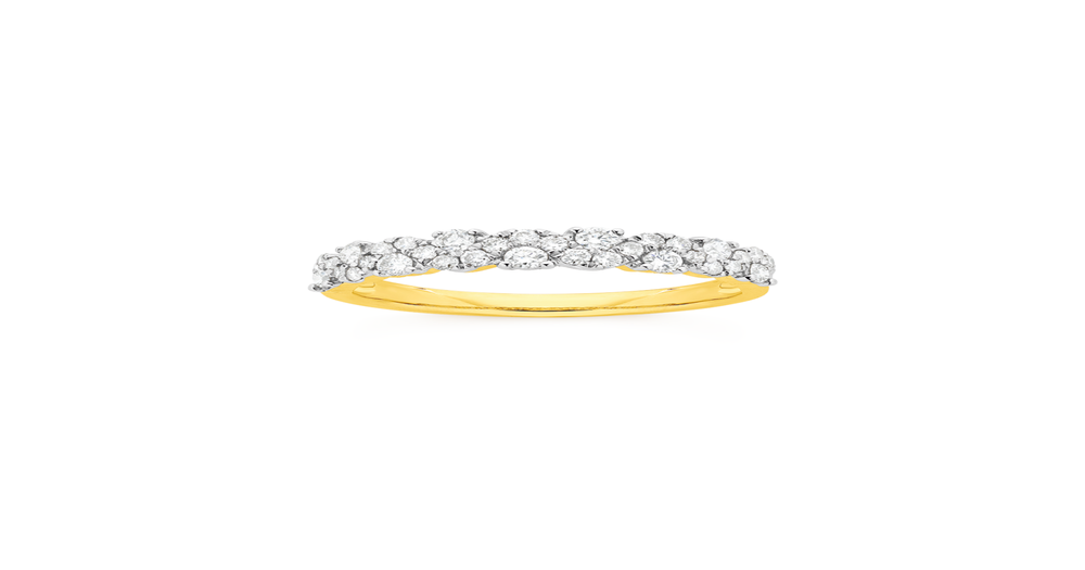 9ct Gold Diamond Wave Band | Prouds