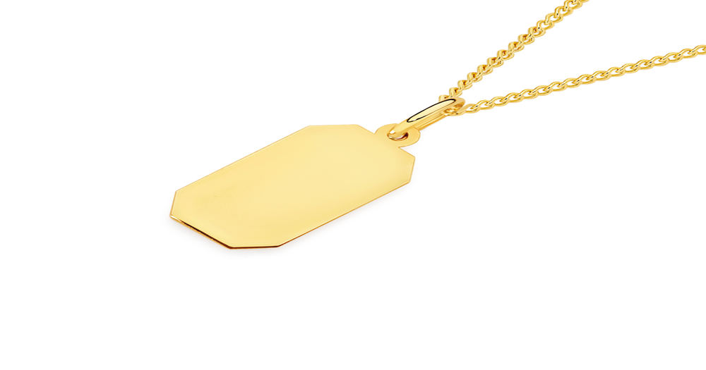 9ct Gold Engravable Rectangular Plate Pendant | Prouds