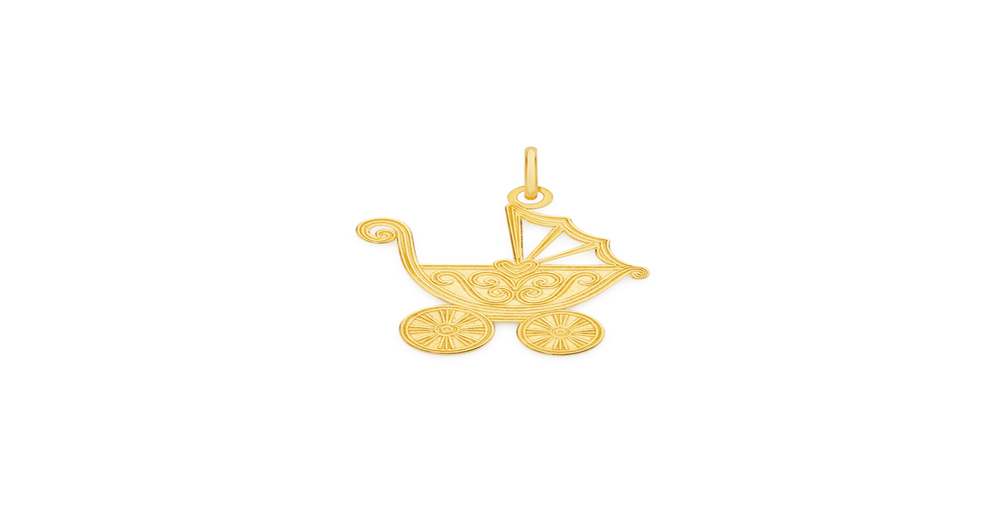 9ct Gold Fancy Filigree Baby Pram Charm | Prouds